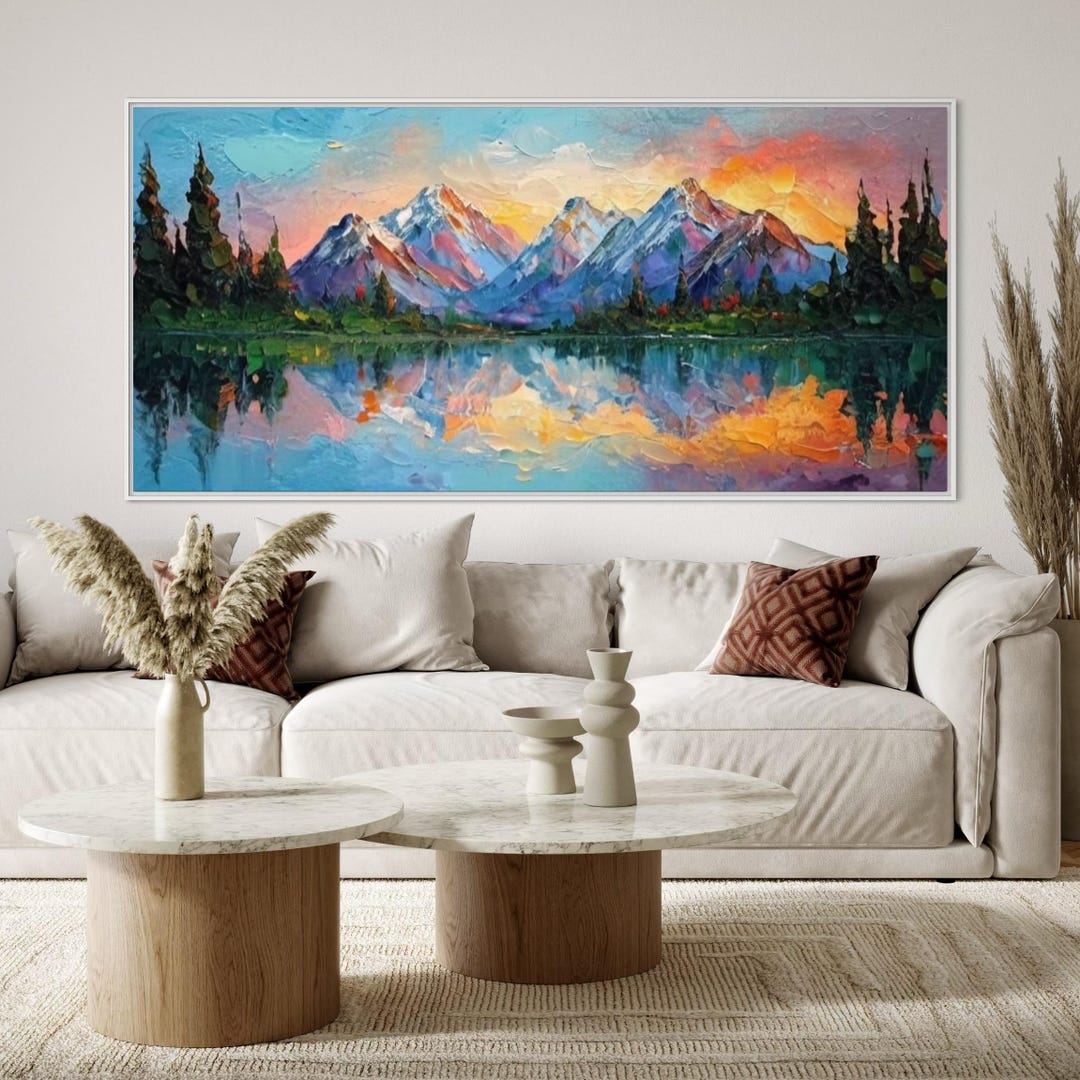 T Abstract Snow Mountain Wall Art Personalized Lake and Tree Canvas ...