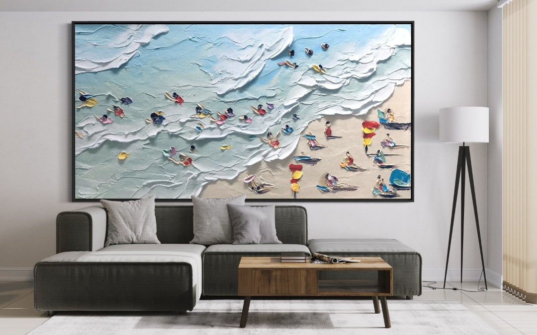 Hand Painted Beach Painting: Thick Texture Ocean Coastal Art - Etsy
