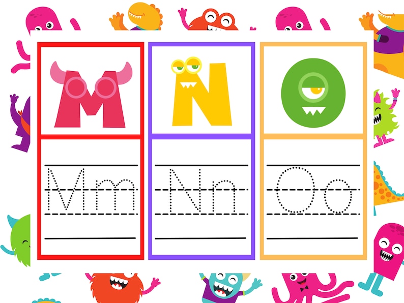 26 Printable Monster ABC Tracing Alphabet Tracing Letters - Etsy