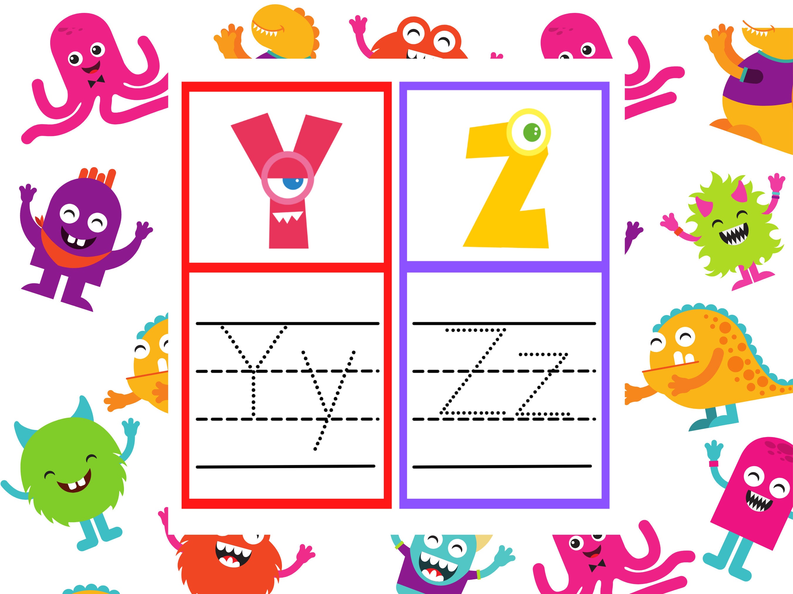 26 Printable Monster ABC Tracing Alphabet Tracing Letters - Etsy