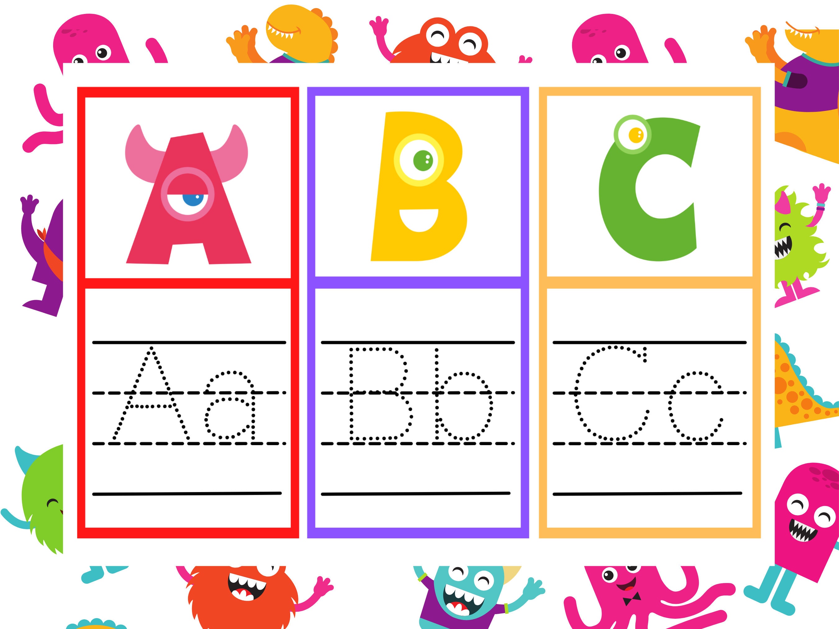 26 Printable Monster ABC Tracing Alphabet Tracing Letters - Etsy