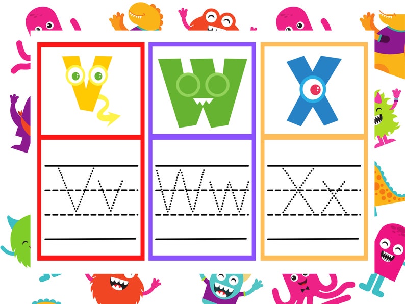 26 Printable Monster ABC Tracing Alphabet Tracing Letters - Etsy