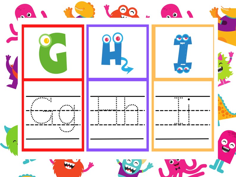 26 Printable Monster ABC Tracing Alphabet Tracing Letters - Etsy