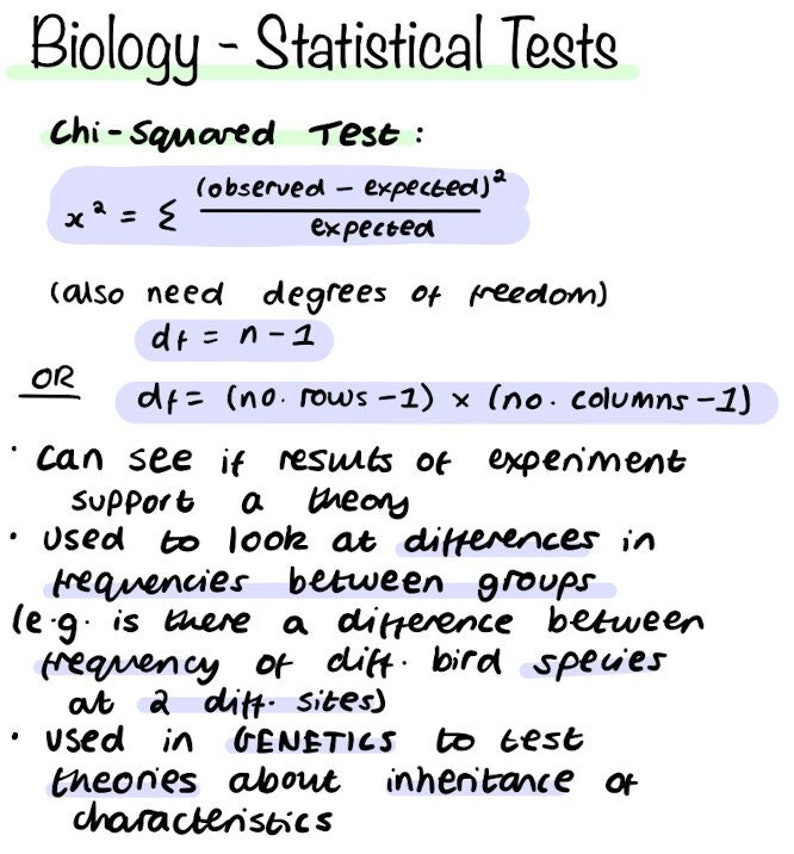 A Level Biology Statistical Tests Summary - Etsy