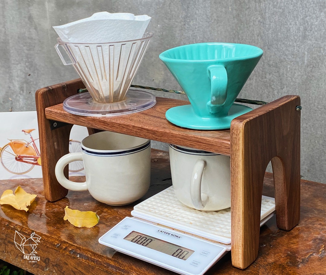 Black Walnut V60 Pour Over Coffee Stand - Foldable Double Drip - Etsy
