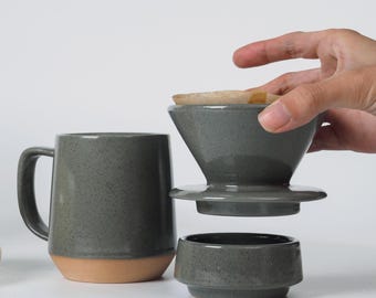 Handmade Ceramic Coffee Pour Over Set - Cheese Cake White - Etsy