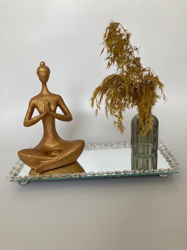 Gold Yoga Pose Statue, Woman Yoga Figurine, Modern Yoga Sculpture ...