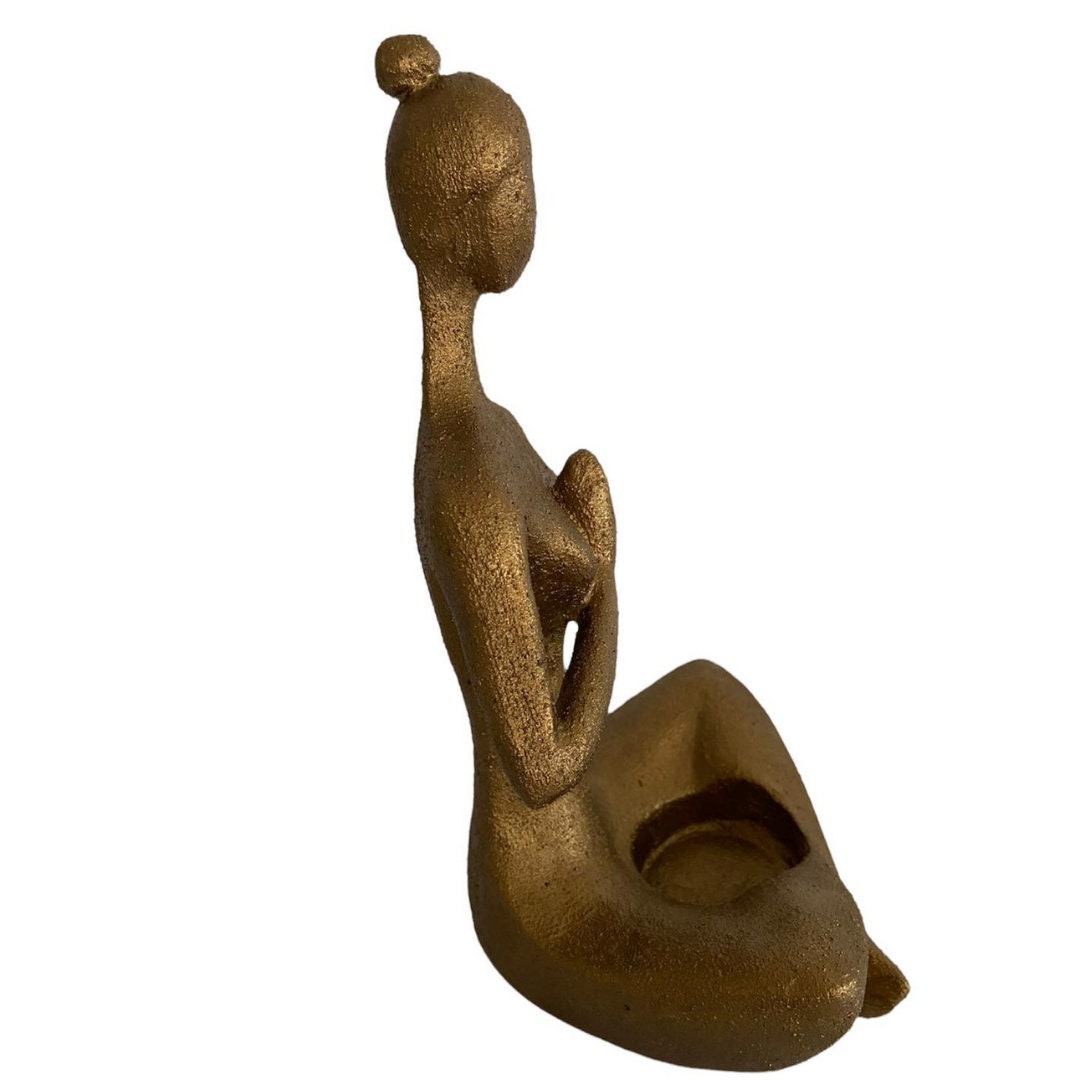 Antique Gold Yoga Pose Statue, Woman Yoga Figurine, Modern Yoga ...