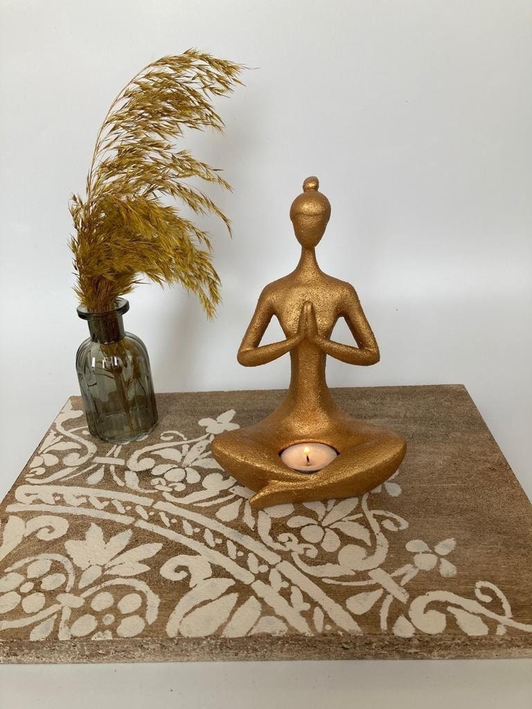 Gold Yoga Pose Statue, Woman Yoga Figurine, Modern Yoga Sculpture ...
