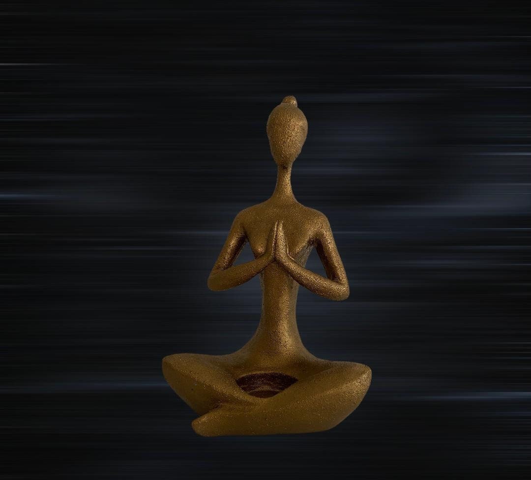 Antique Gold Yoga Pose Statue, Woman Yoga Figurine, Modern Yoga ...