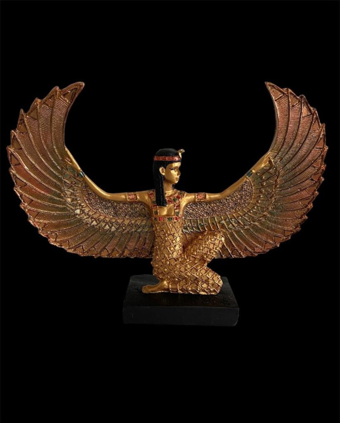 Gold Egyptian Goddess Maat Open Wings Statue Ancient Colorful - Etsy