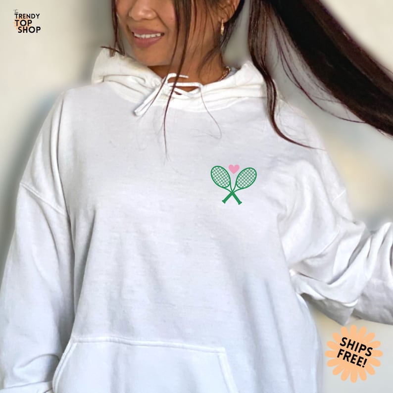 Tennis Hoodie Happiest on the Court Tennis Sweatshirt Gift for Tennis ...