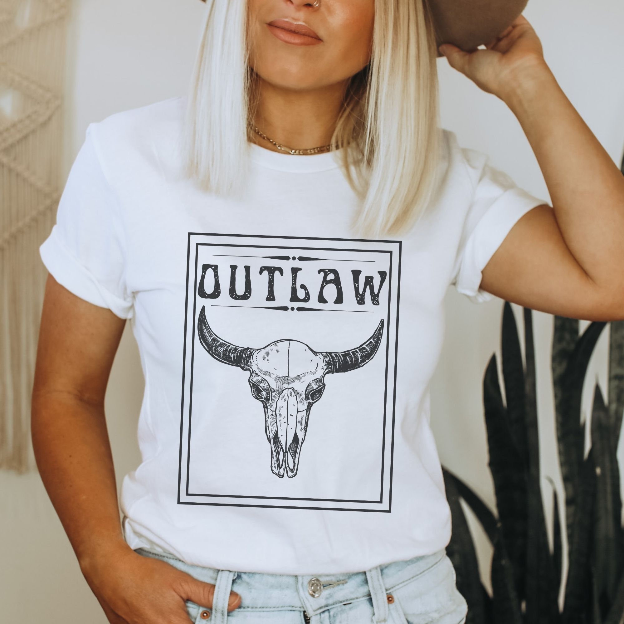 Outlaw Shirt - Cow Skull Tshirt Country Shirt Rodeo Season Shirt ...