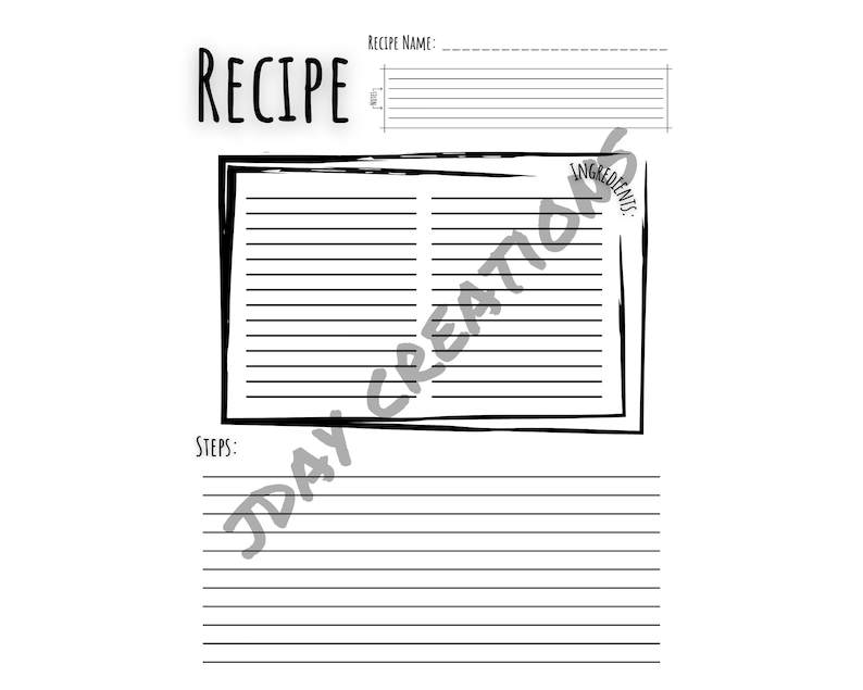 100 Printable Recipe Cards (PDF Download) - Perfect Size for Binders ...