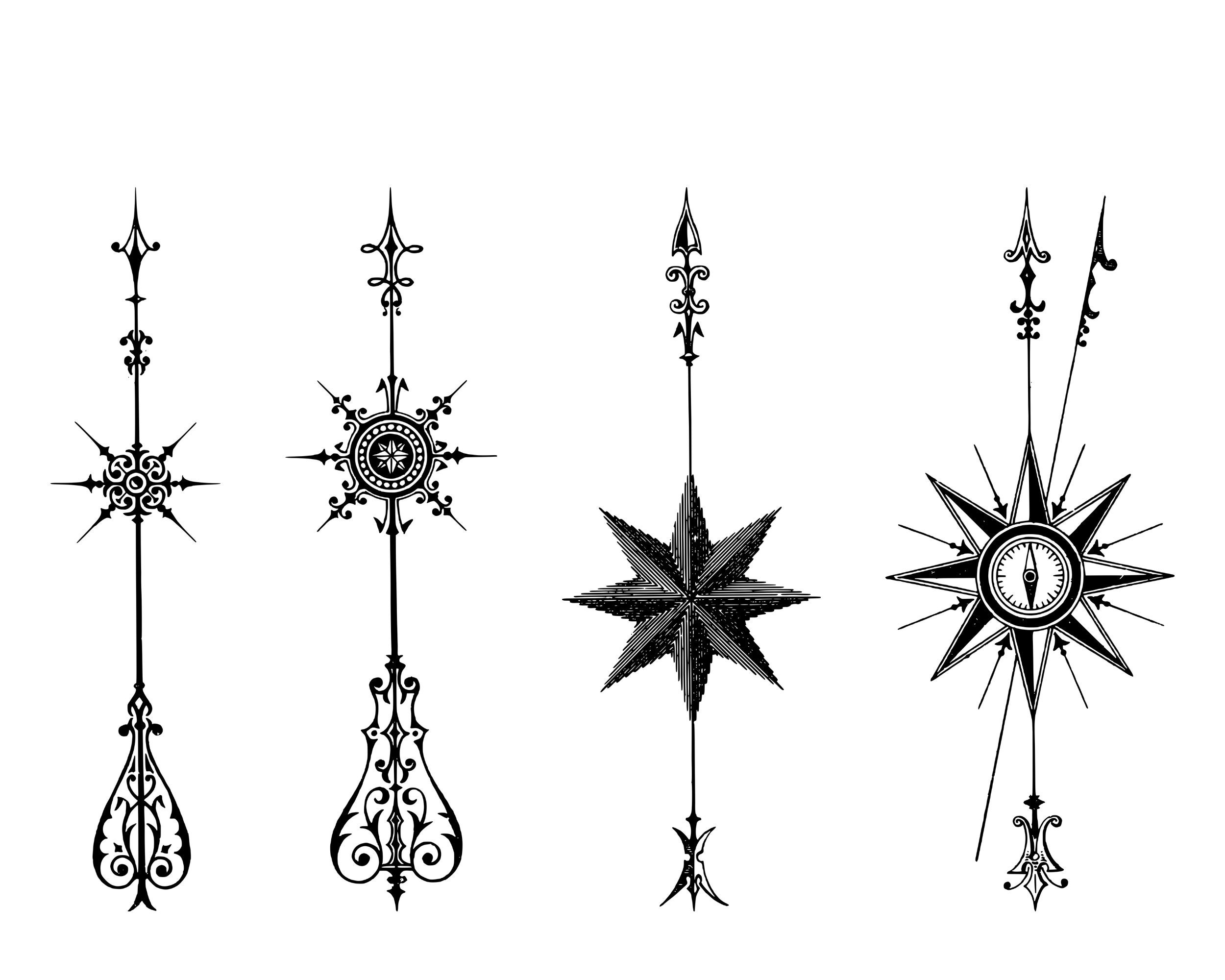 Vintage Compass Arrows | Dxf Eps Png Svg | 8 Images | Digital Image ...