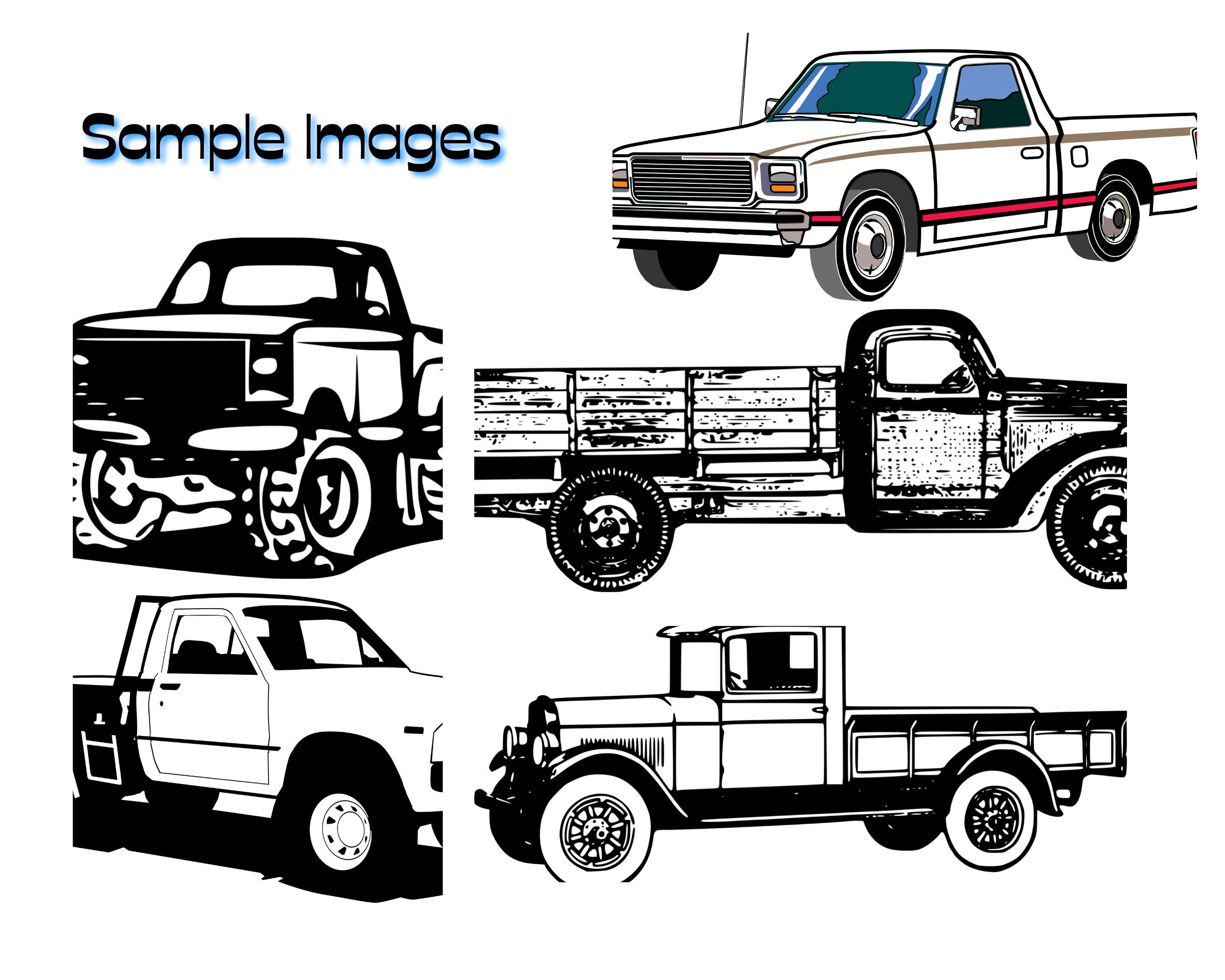 Pickup Truck Bundle 20 Digital Images Svg Dxf Eps Png | Etsy
