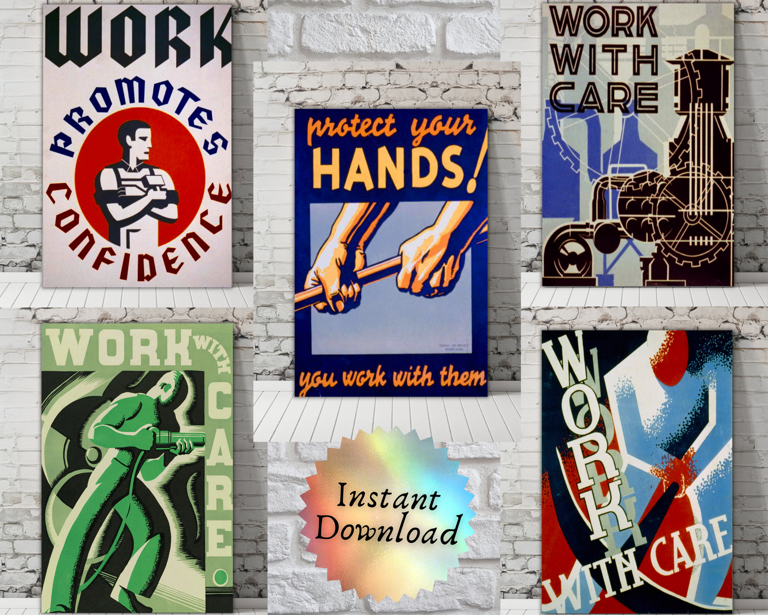 Set of 10 Vintage 1930s 1940s Works Progress Poster Prints 10 Piece ...