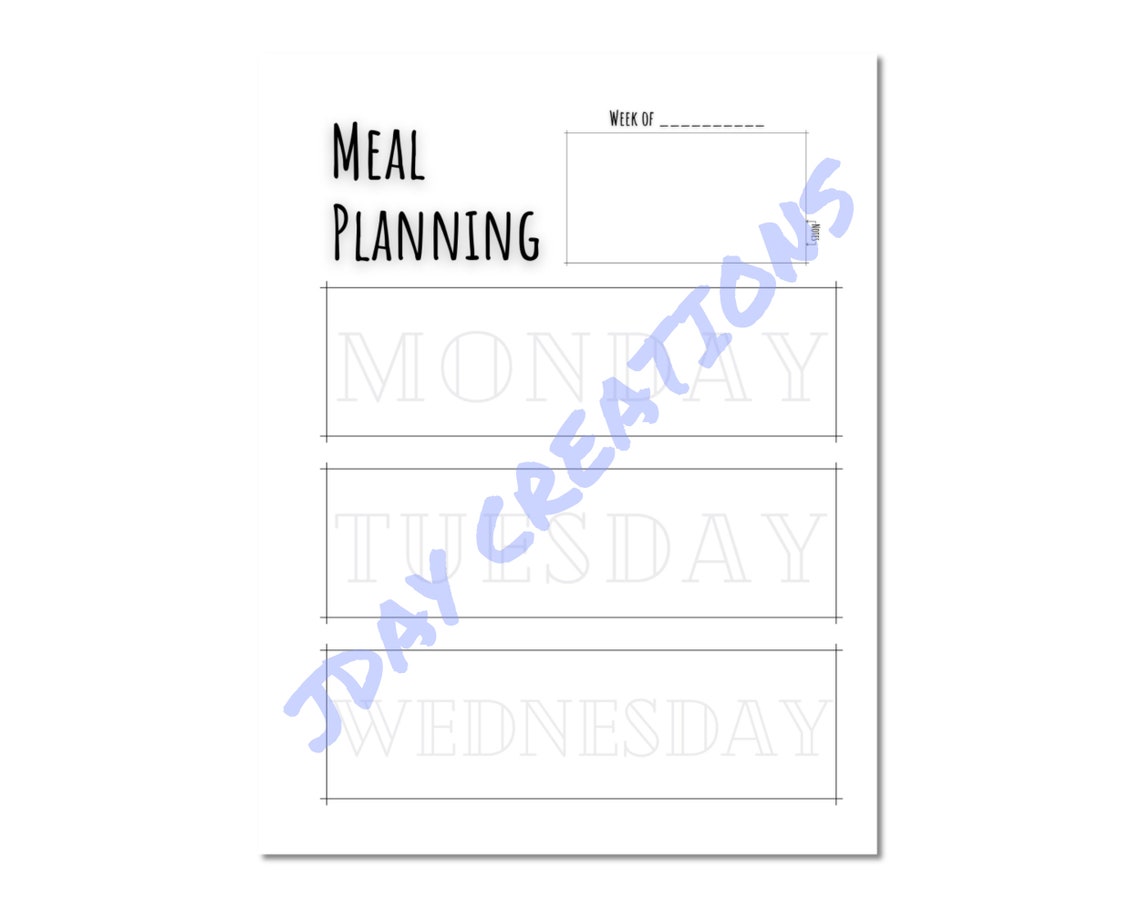 Printable Grocery List and Meal Planner (PDF Download) - Etsy