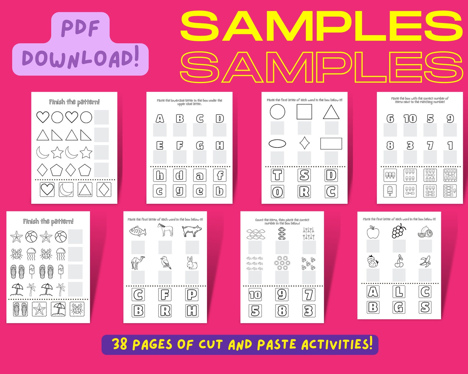 Printable Color Cut and Paste Activity Ages 3-5 PDF | Etsy