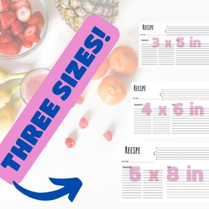 Printable Recipe Cards | Index Sizes | 3x5 4x6 5x8 | PDF Download - Etsy