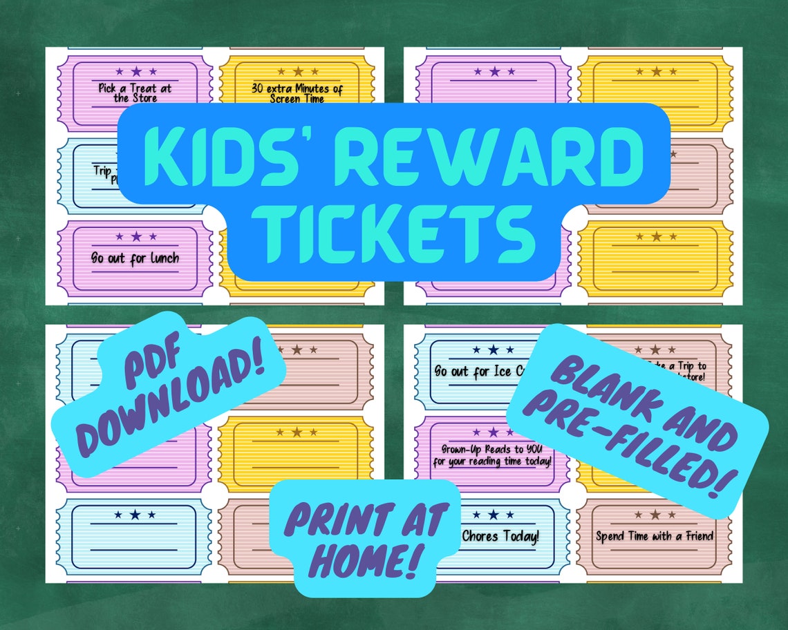 Reward Tickets Printable for Kids! | Reading, Chore Incentive | Blank ...