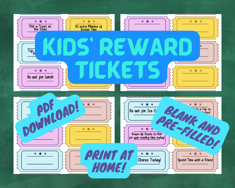 Reward Tickets Printable for Kids! | Reading, Chore Incentive | Blank ...