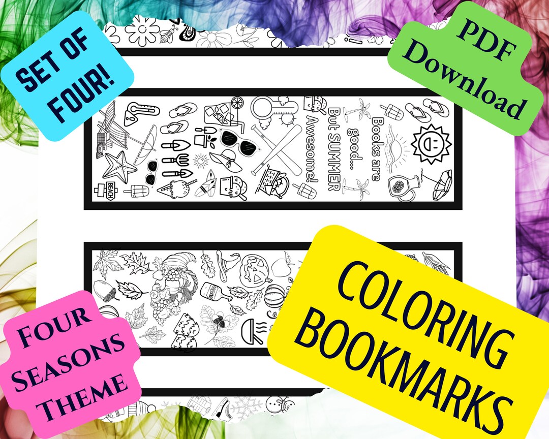 Coloring Bookmarks Printable for Kids | 4 Seasons Theme | PDF Download ...