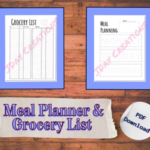 Printable Grocery List and Meal Planner (PDF Download) - Etsy