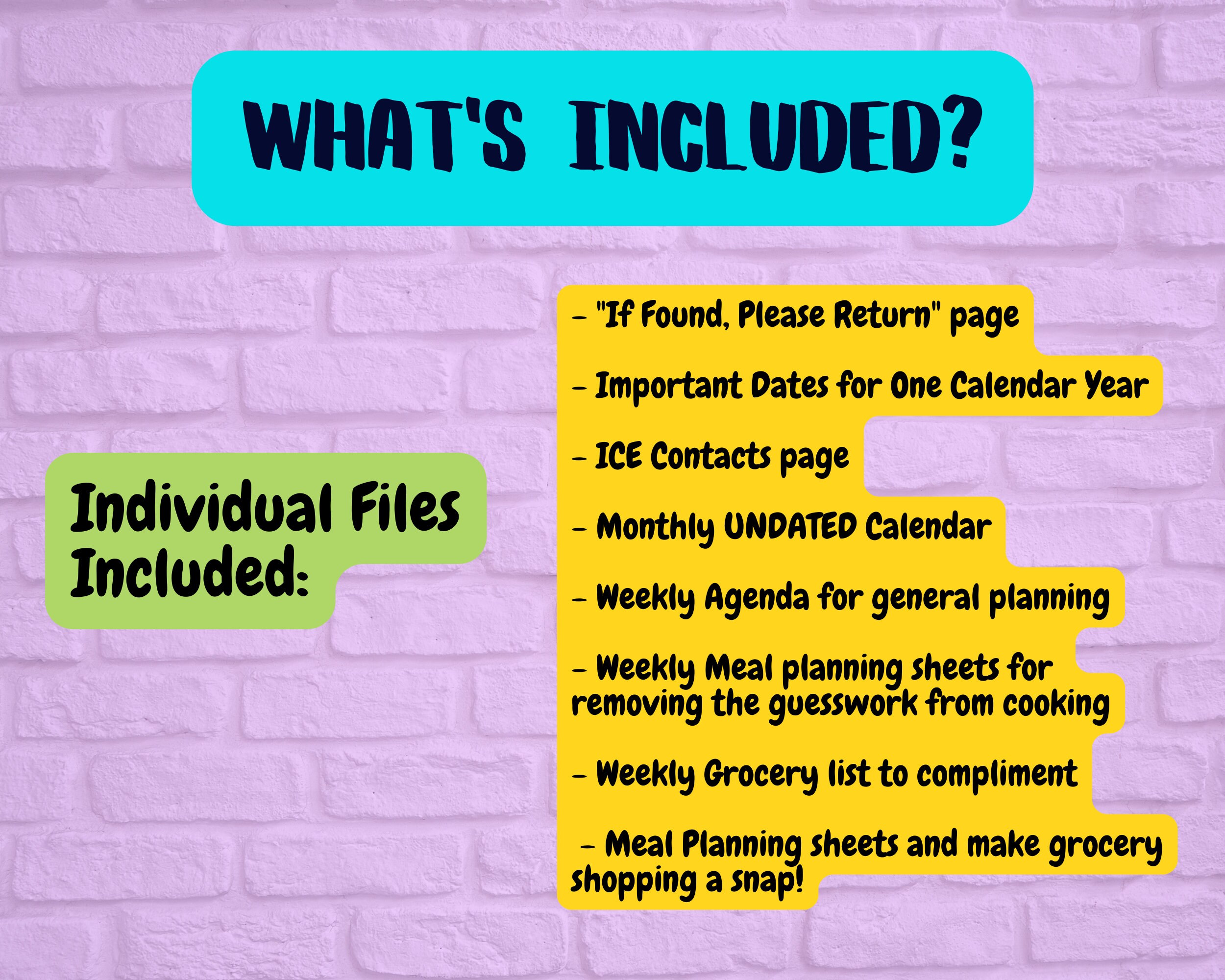 Printable Personal Planner Bundle | EVERYTHING UNDATED | PDF Download ...