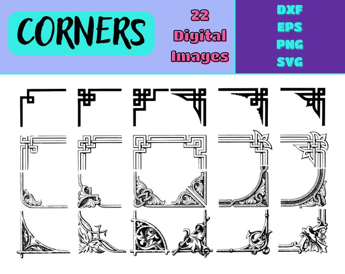 Corner Design Svg Cutting Clipart, Corner Design Svg Bundle, Corner ...