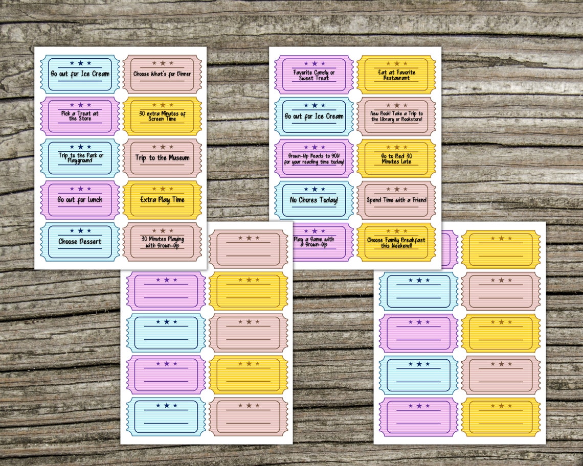 Reward Tickets Printable for Kids! | Reading, Chore Incentive | Blank ...