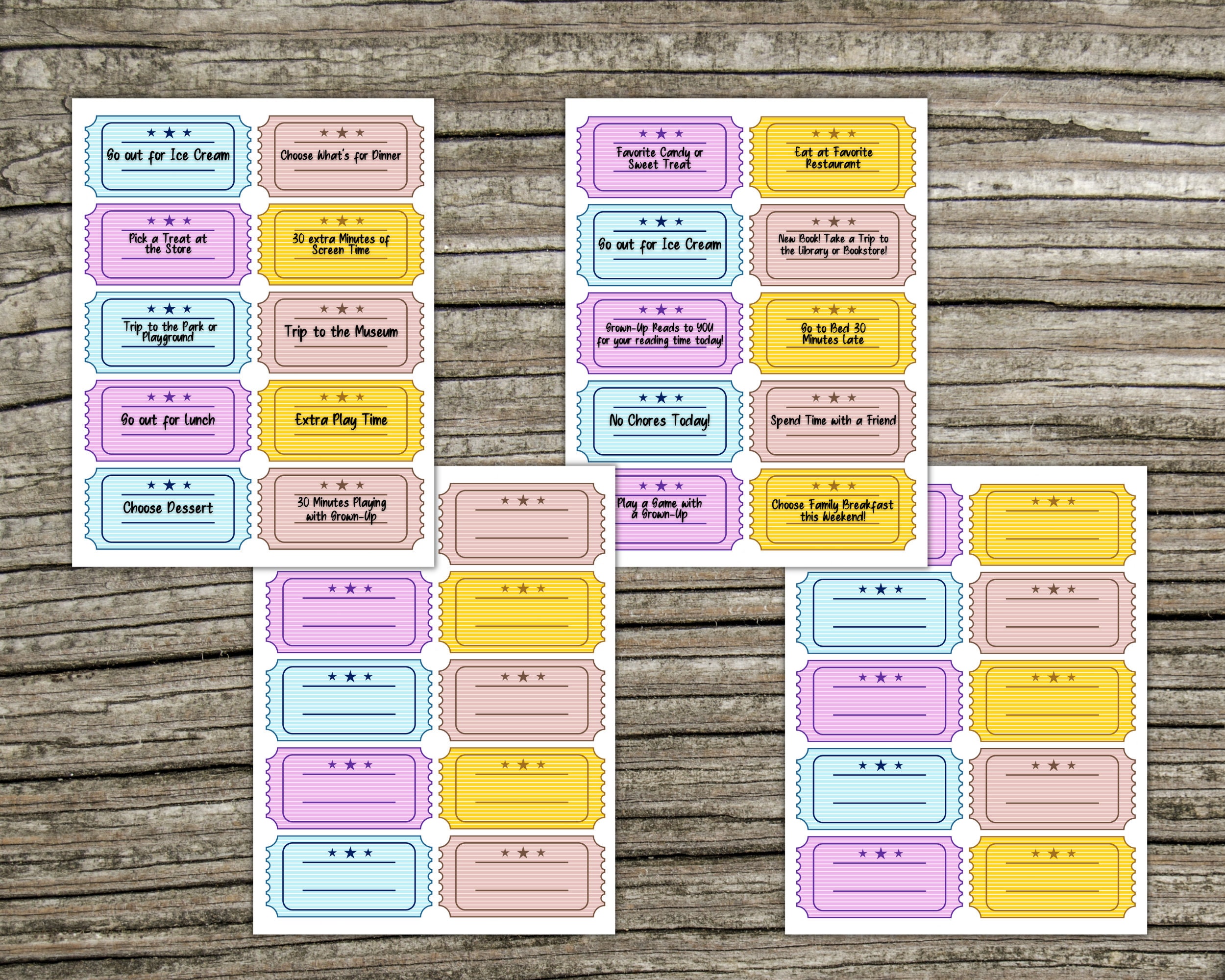 Reward Tickets Printable for Kids! | Reading, Chore Incentive | Blank ...