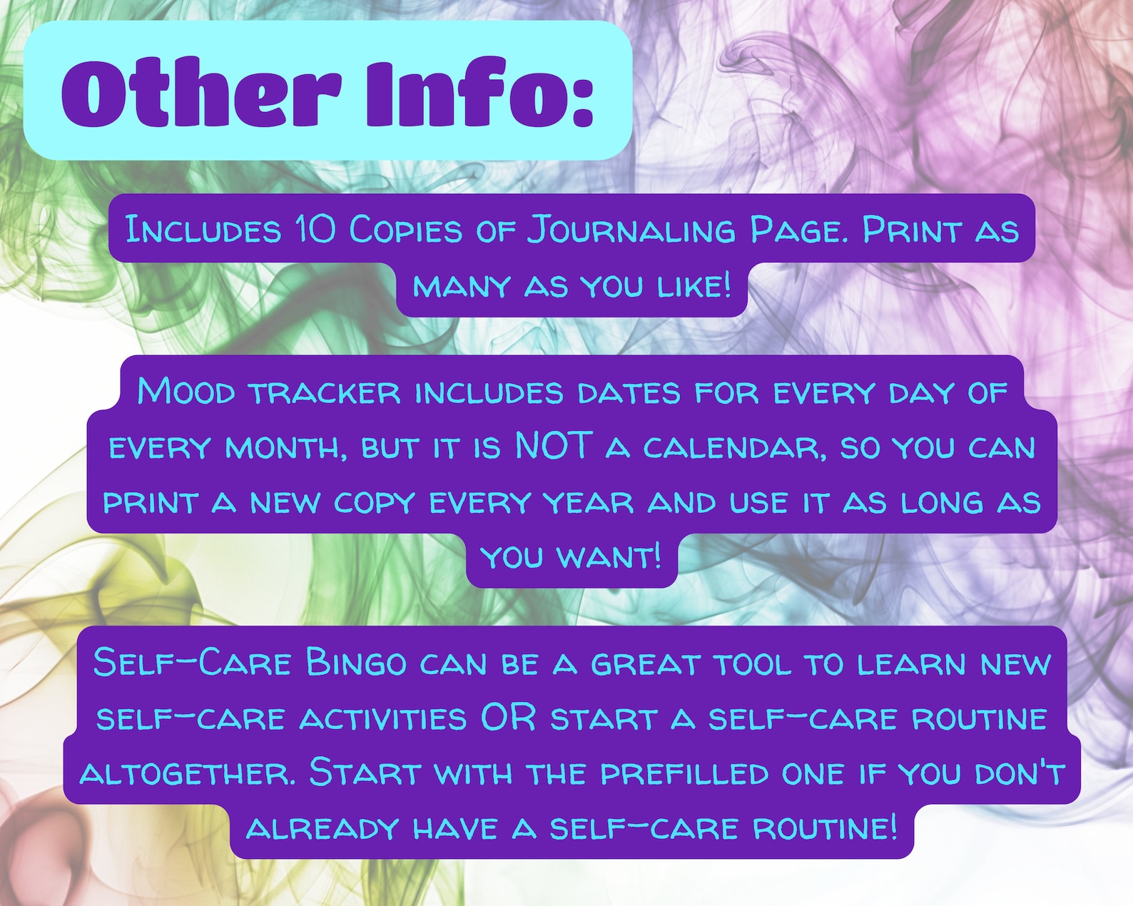 Self-care Printable Pack Mood Tracker and Self-care Bingo | Etsy