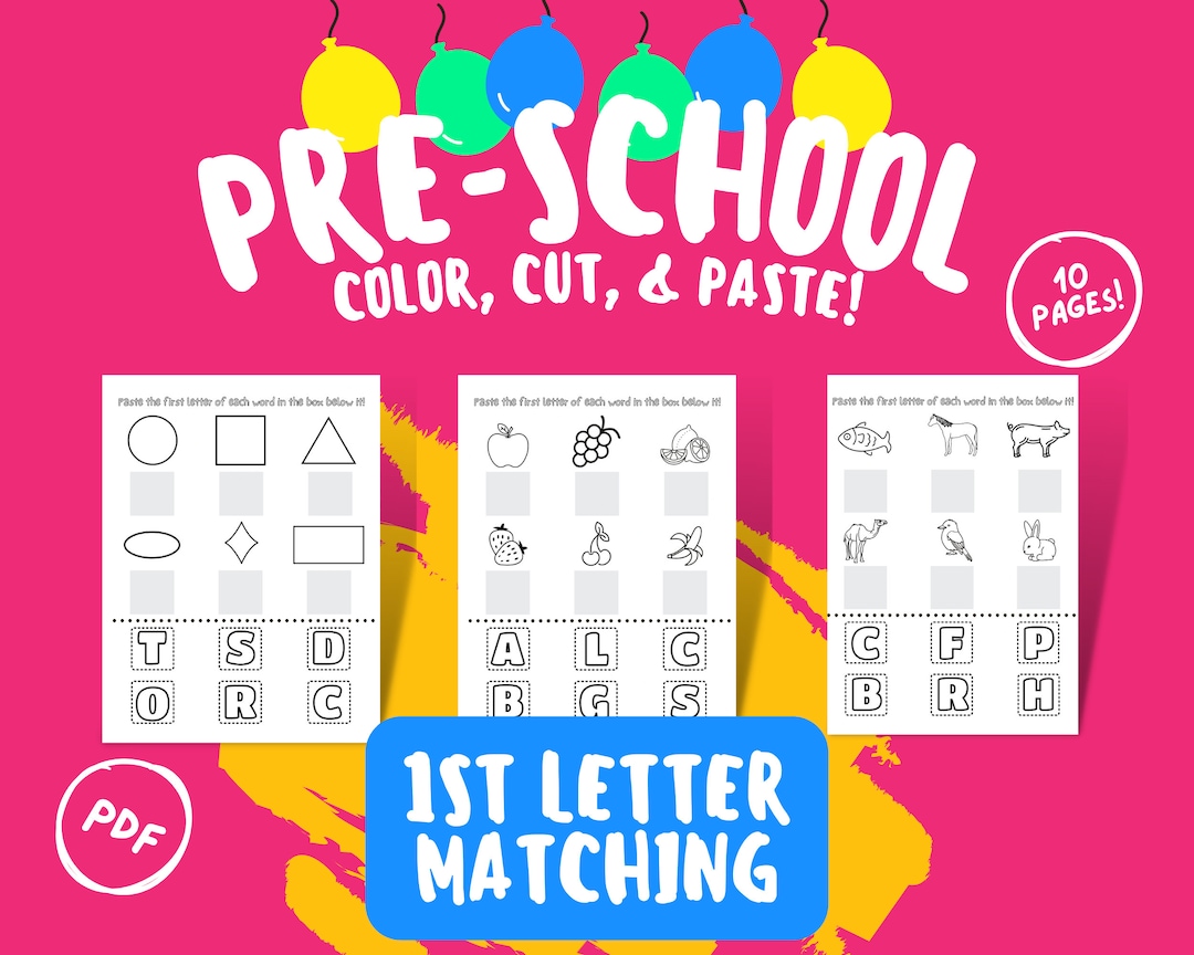Printable Color, Cut, and Paste Activity Ages 3-5 | PDF Download | 1st ...