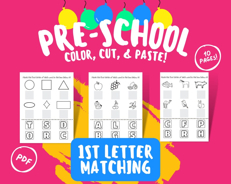 Printable Color, Cut, and Paste Activity Ages 3-5 | PDF Download | 1st ...