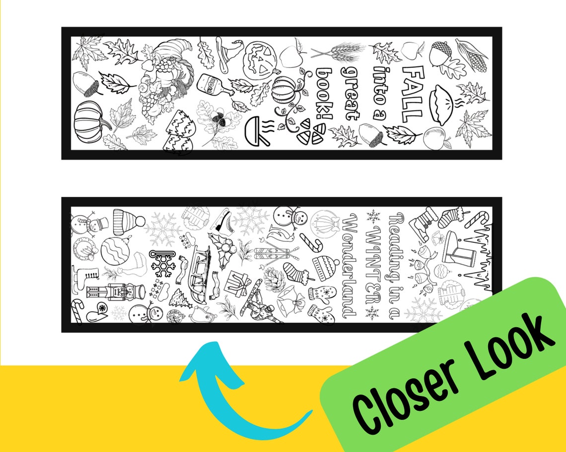 Coloring Bookmarks Printable for Kids | 4 Seasons Theme | PDF Download ...