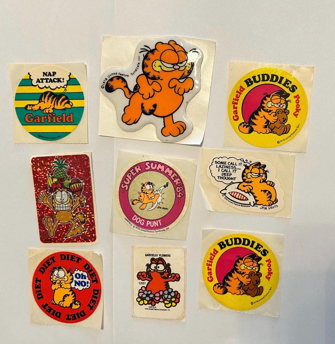 Vintage Garfield Sticker Lot Funny Cat Cartoon 80s Dog Punt Pooky Odie ...