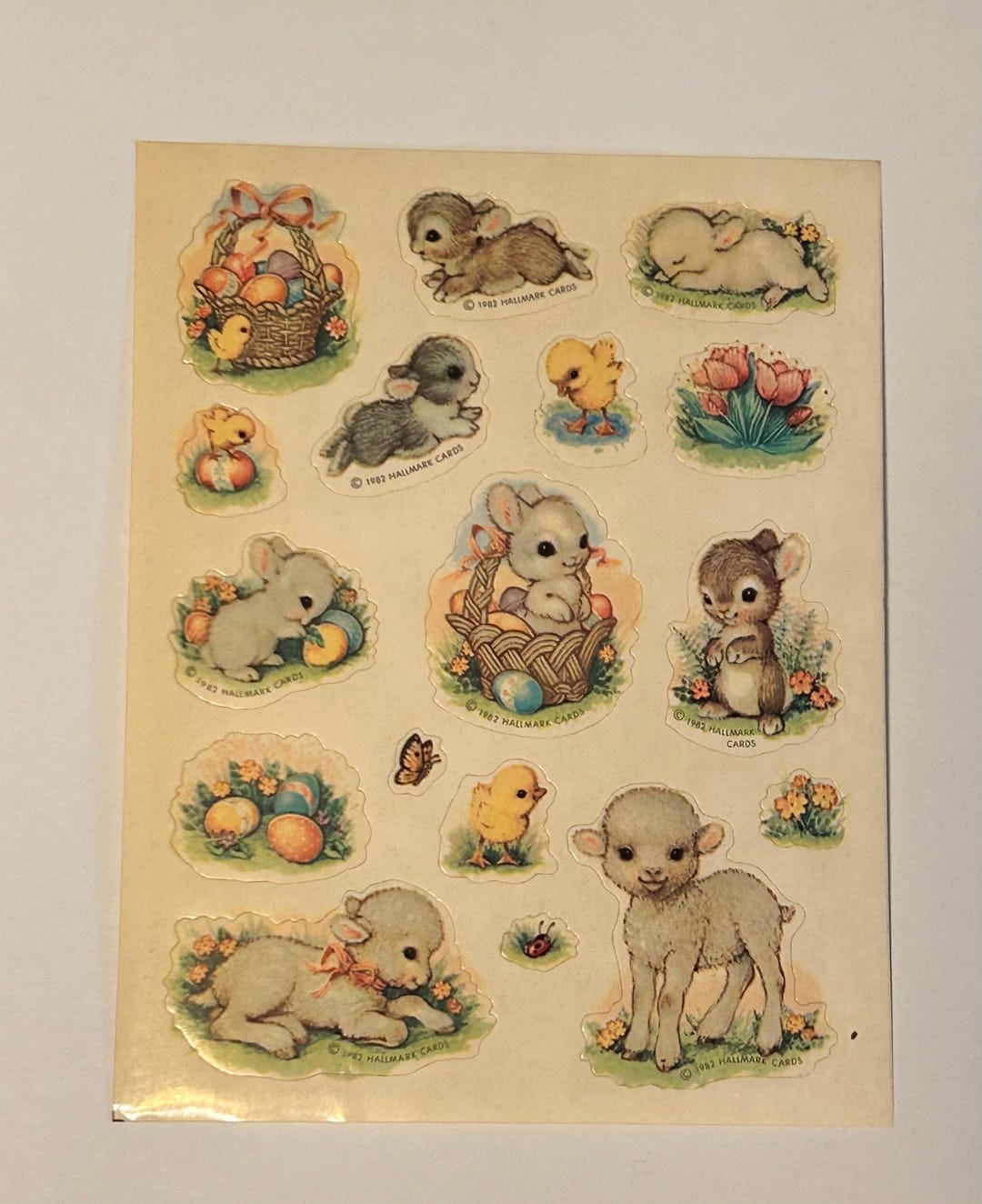 Vintage Hallmark Baby Animals Sticker Sheet Lamb Bunny Rabbit Sheep 80s ...