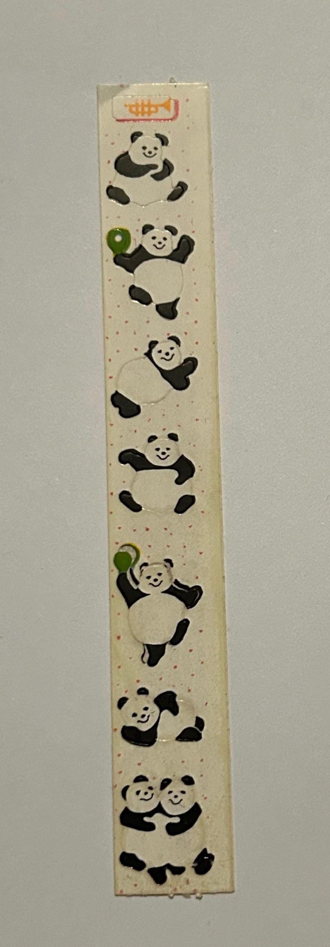 Vintage Cardesign Toots Pandas 1982 Sticker Strip Panda Bears 80s Green ...