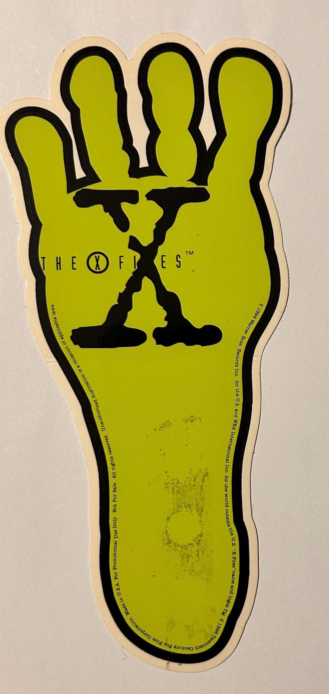 Vintage the X-files Sticker Alien Foot 90s 1996 Green Rare TV Promo - Etsy