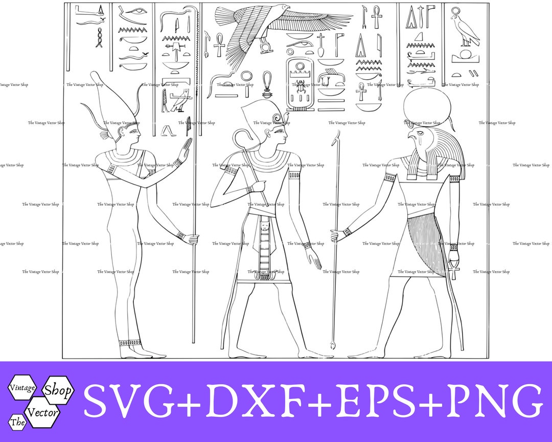 HIEROGLYPH Pharaoh and RAH God Svgdxfepspng Files, Ancient Egypt ...