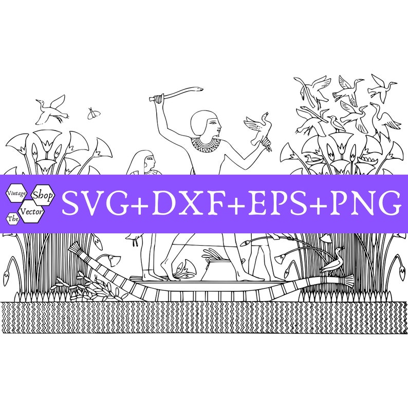 HIEROGLYPH Hunting Scene Svgdxfepspng Files, Ancient Egypt Instant ...