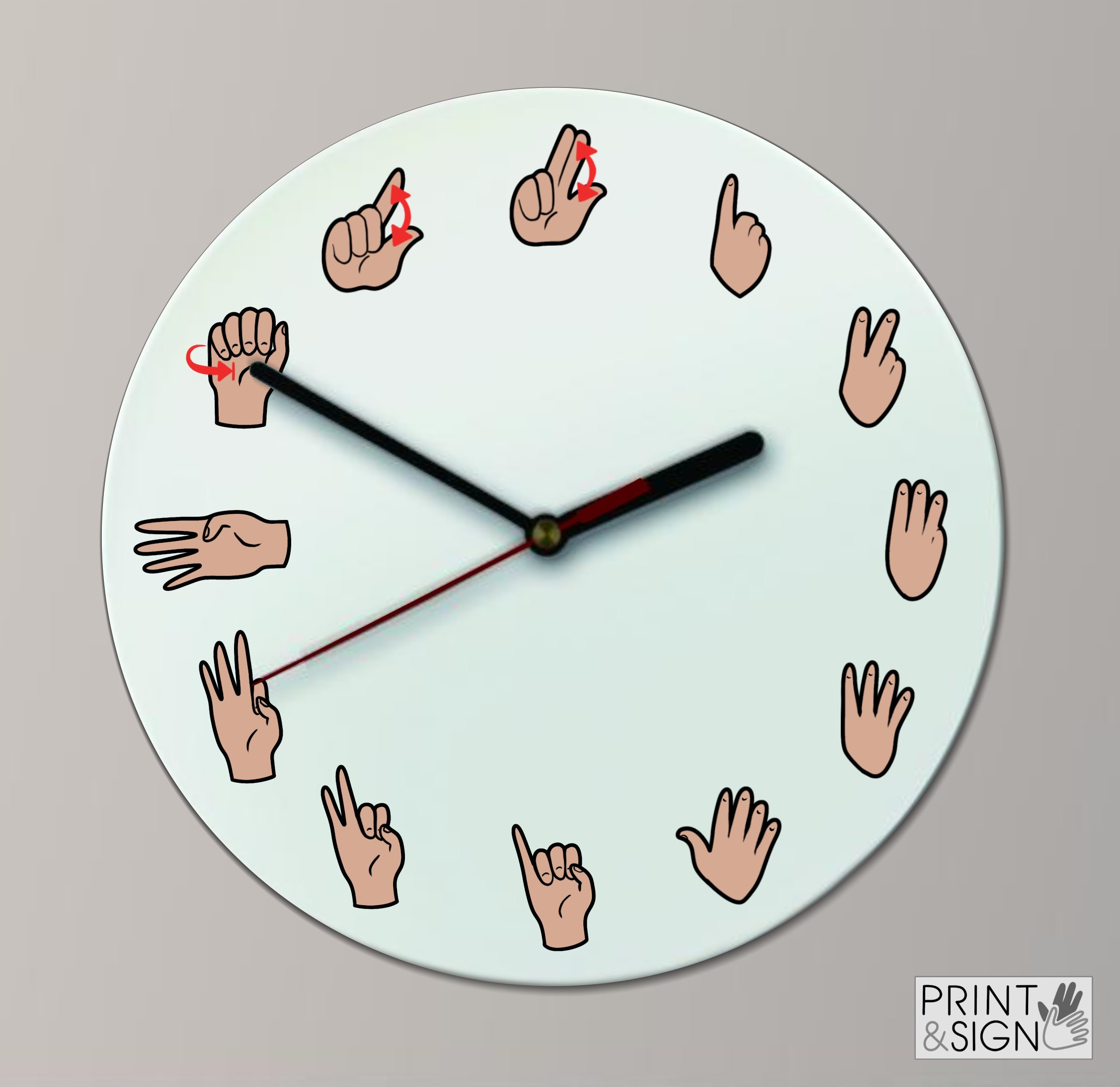 BSL Clock, Personalised British Sign Language Clock - Etsy