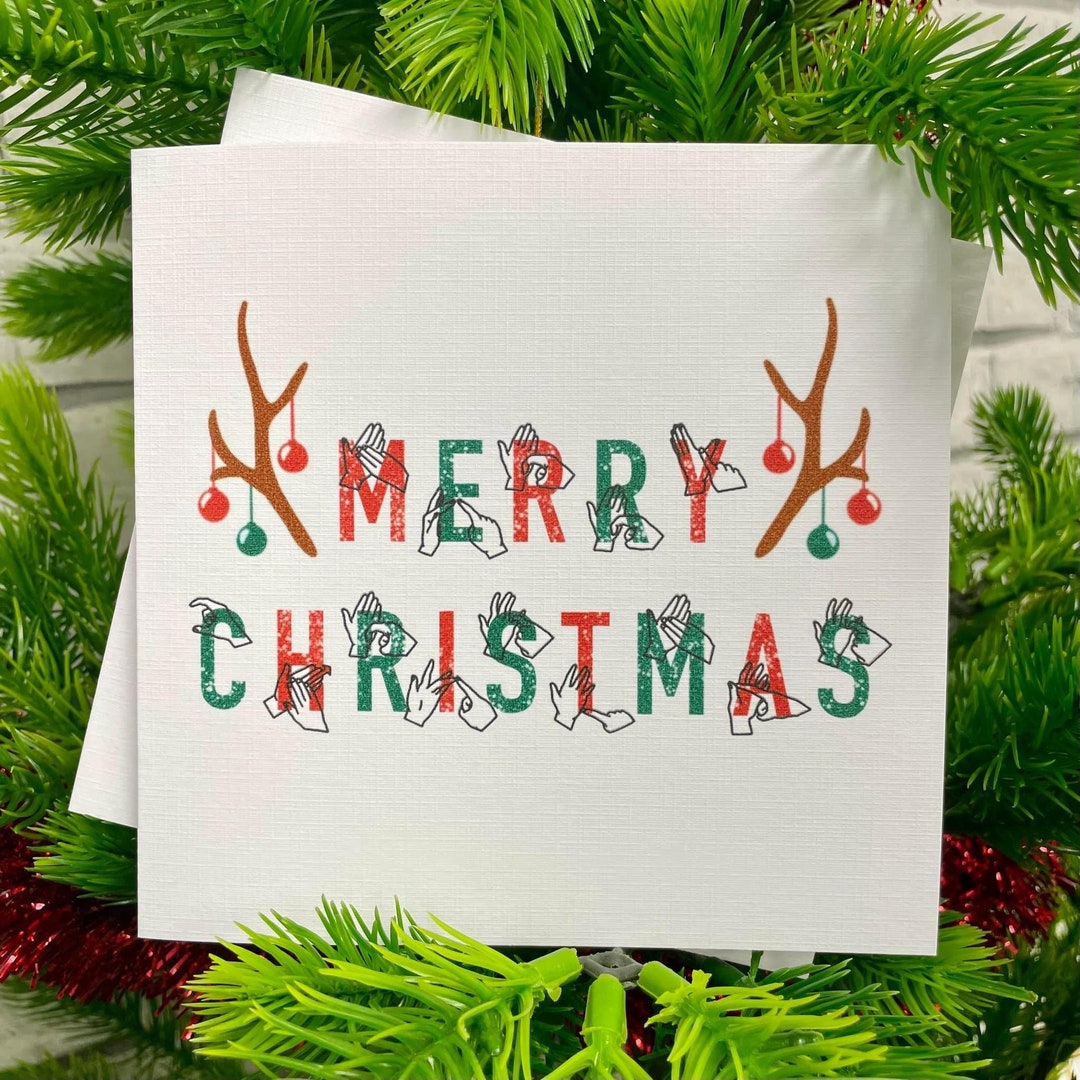 Merry Christmas Card BSL Finger Spelling, British Sign Language Card ...