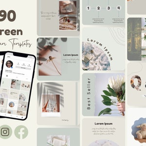 Branding Kit: 90 Green Instagram Canva Templates Canva Blogger Template ...