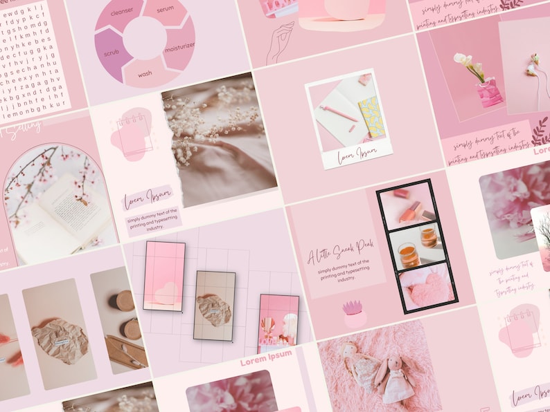 90 Pink Instagram Canva Templates Engaging Social Media Feeds ...