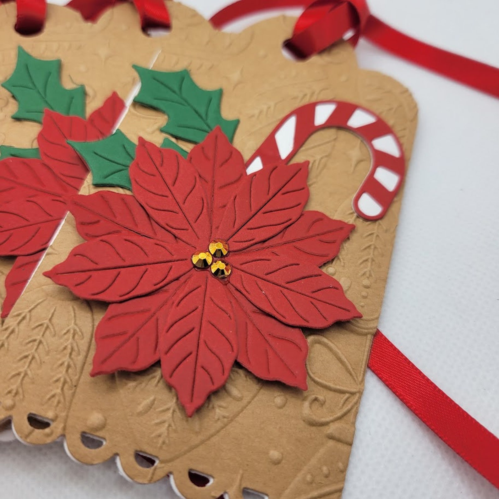 Gift Tag Set, Handmade Gift Tags, to Froms, Poinsettia Tags, Candy Cane ...