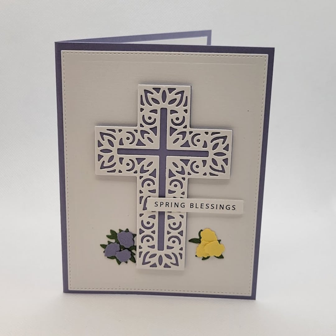 Easter Card, Handmade Easter Card, Cross Card, Die Cut Card, Spring Blessings - Etsy