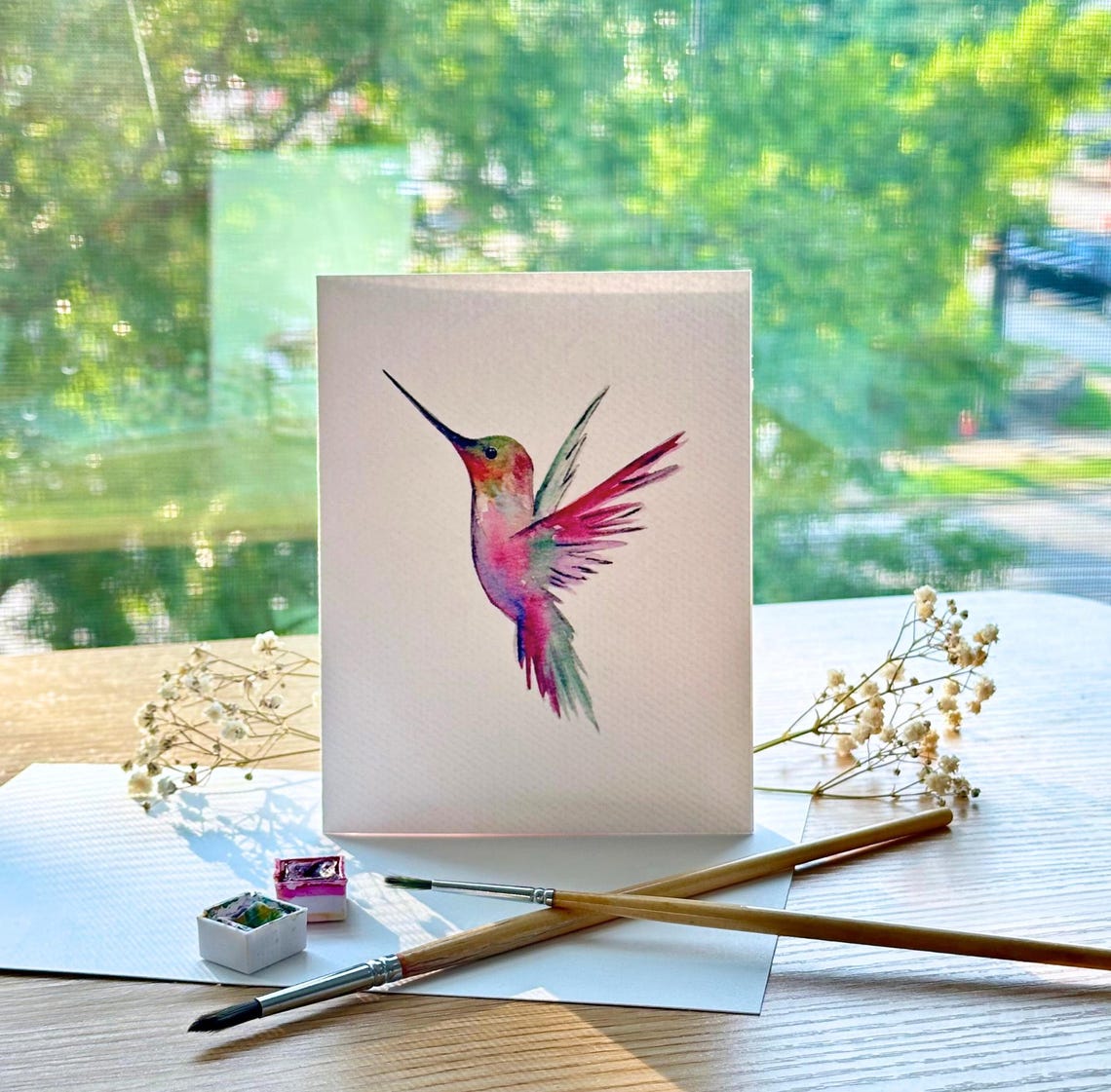Watercolor Hummingbird Card: Blank Note Card, Birdwatcher Gift - Etsy