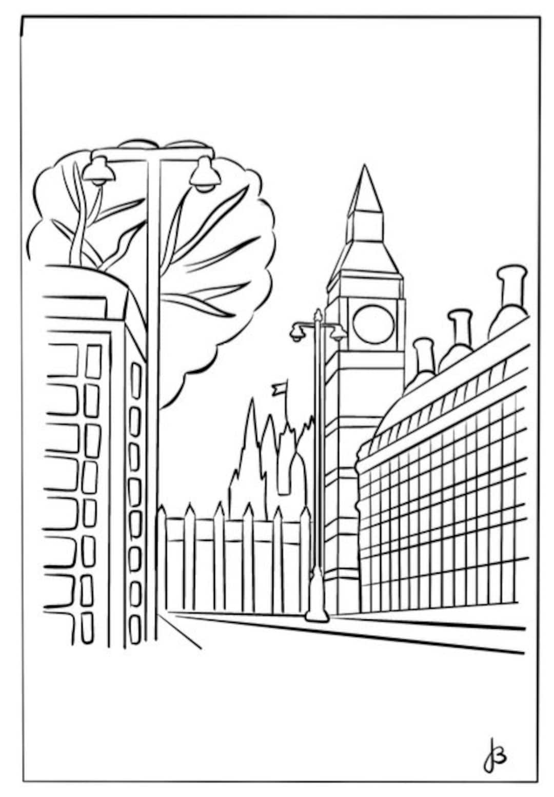 Digital Adult Coloring Page London - Etsy